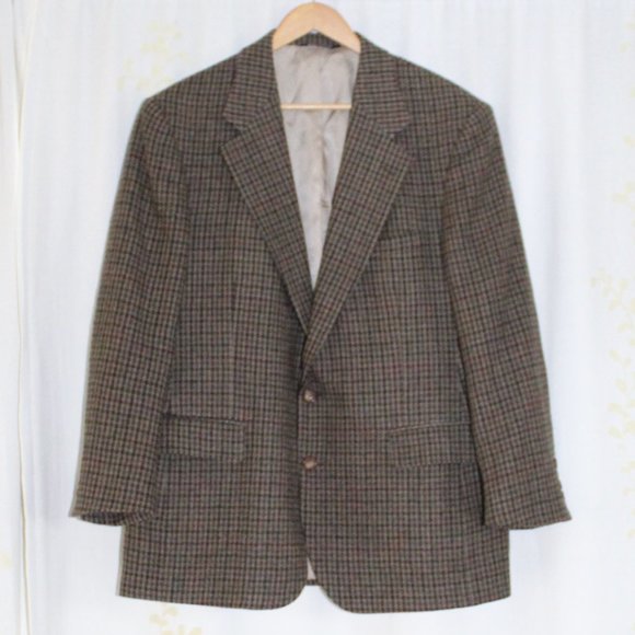 Chaps | Suits & Blazers | Vintage Chaps Ralph Lauren Wool Houndstooth 2 Button Sport Coat Blazer ...